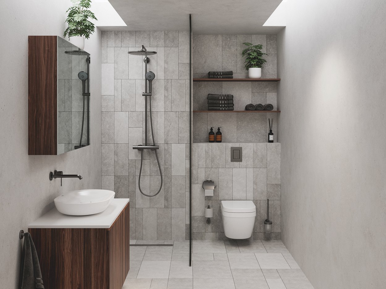 GROHE Hard Graphite – Gebürstete Oberfläche für urbane Eleganz im Bad ...