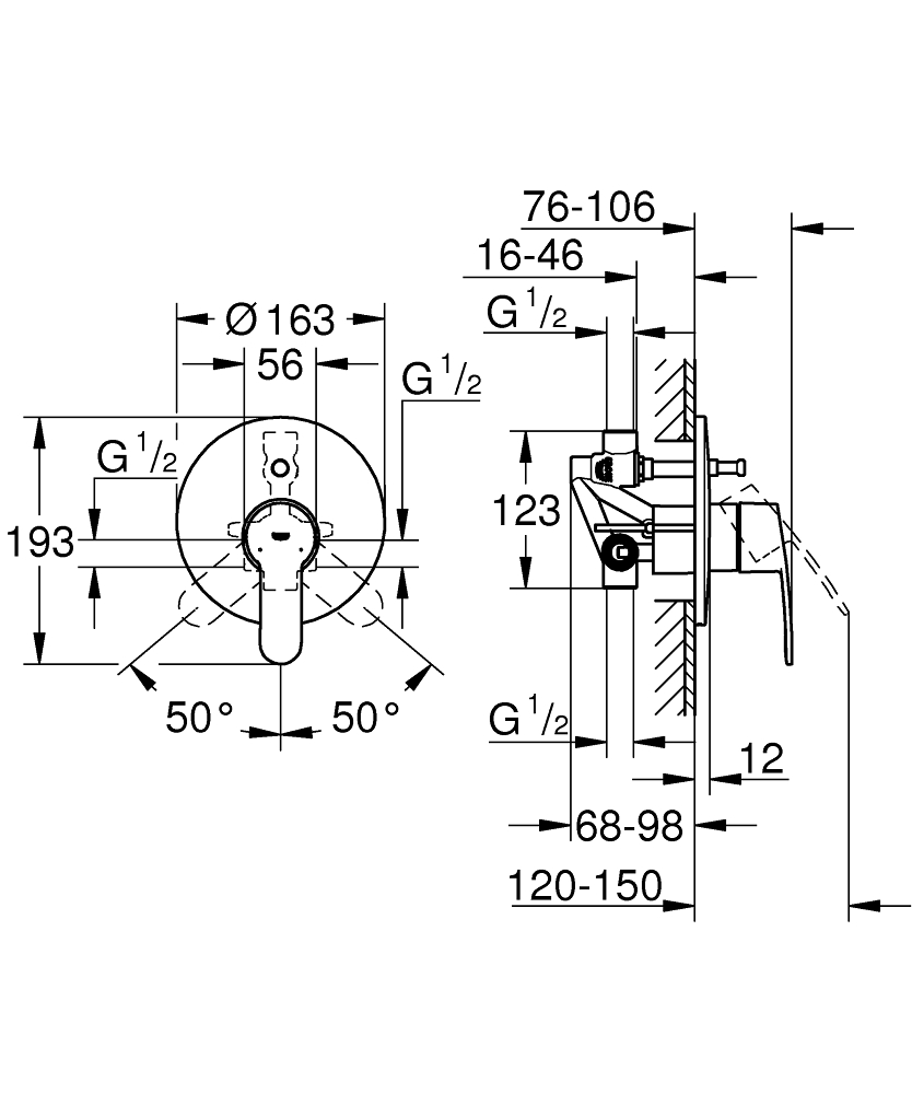 Eurostyle Cosmopolitan Single-lever bath mixer 1/2″ | GROHE