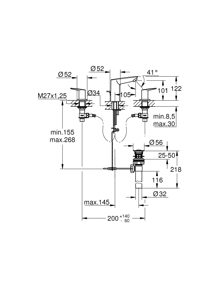 BauEdge Three-hole basin mixer 1/2″ | GROHE