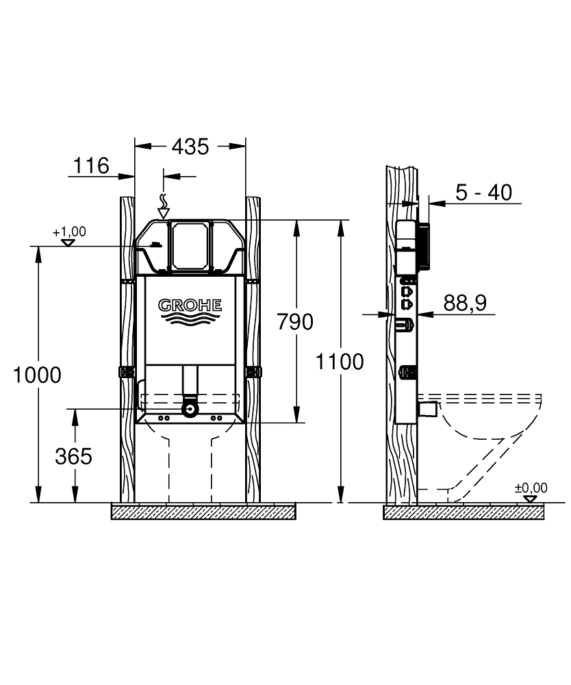 Solo Slim Flushing cistern for WC 88.9 mm | GROHE