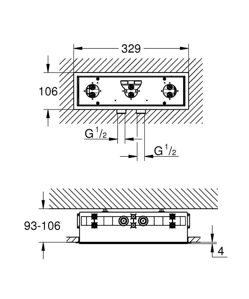 Rainshower Aqua Kleines Rohbau-Set für Deckenbrausen | GROHE