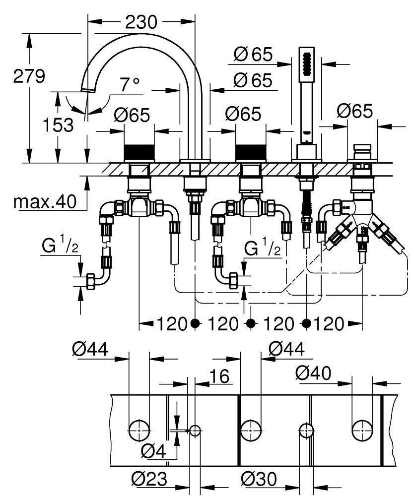 Atrio Private Collection 5-hole bath/shower combination | GROHE