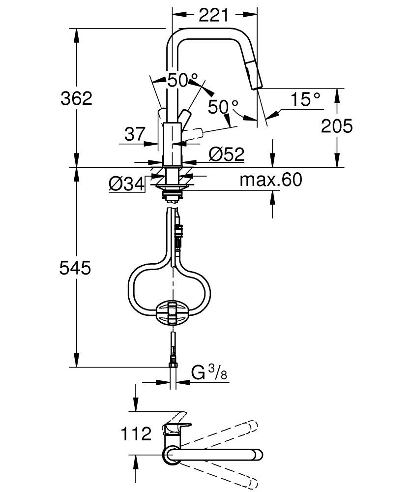 bimstore - Grohe - EUROSMART OHM Sink U-Spout Dual Spray (30619243C)
