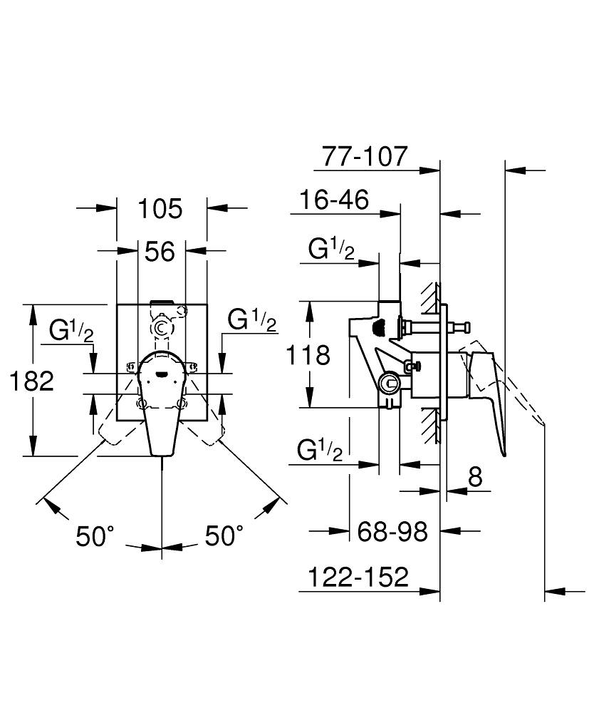 BauEdge Single-lever bath mixer 1/2″ | GROHE