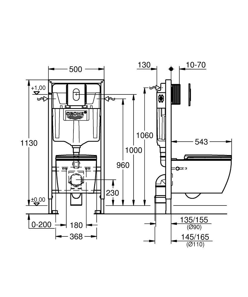 Rapid SL 5-in-1 set for WC, 1.13 m installation height | GROHE