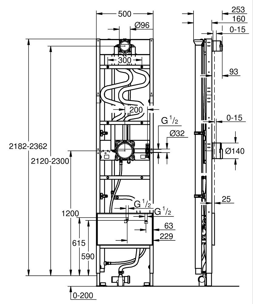 GROHE Rapido Shower Frame Heat Recovery duo Elemento para estrutura ...
