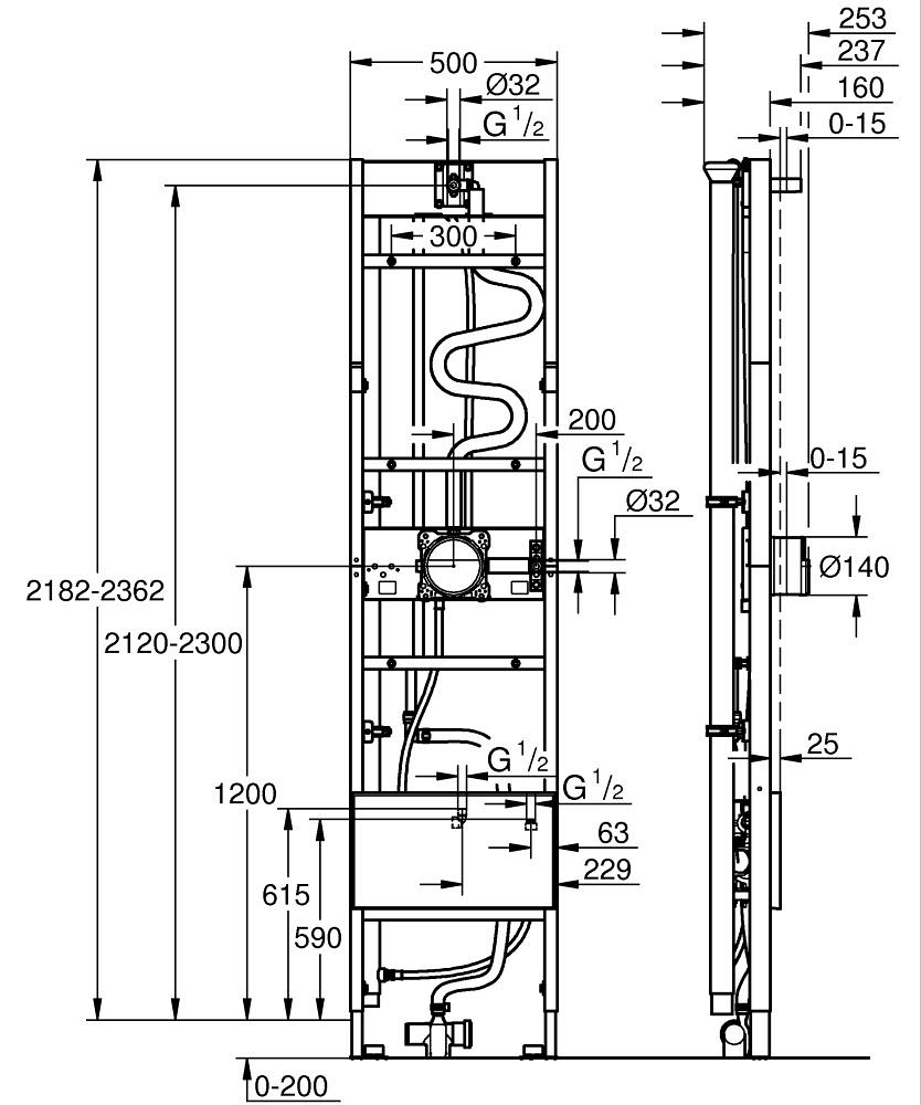 GROHE Rapido Shower Frame Heat Recovery mono Elemento para estrutura ...