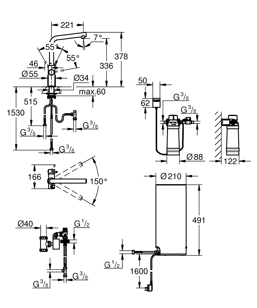 GROHE Red Duo Faucet and L size boiler | GROHE