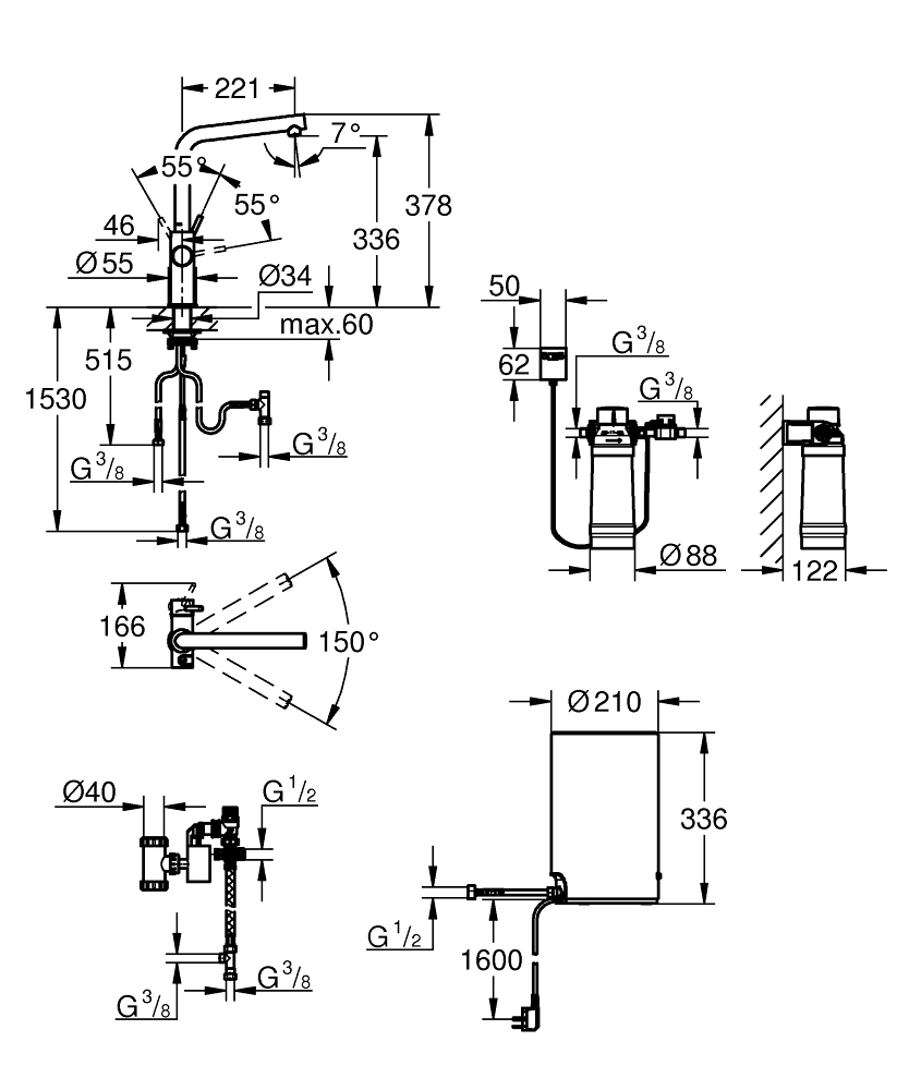 GROHE Red Duo Faucet and M size boiler | GROHE
