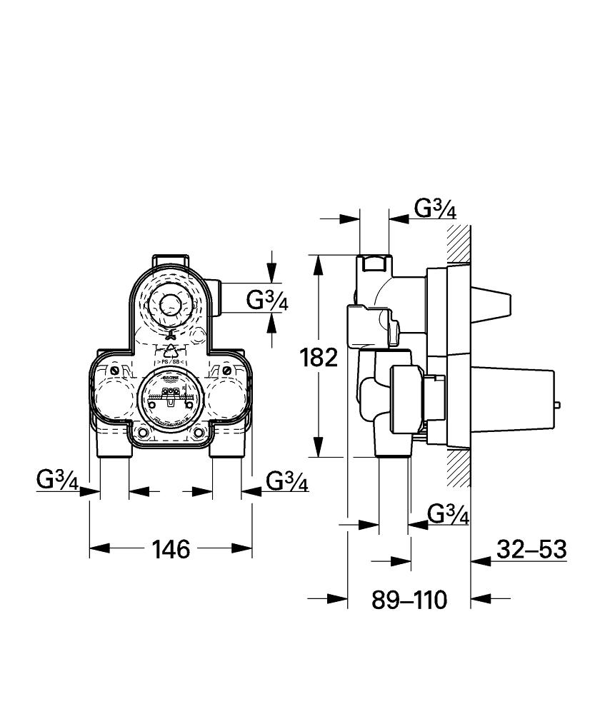 Thermostat bath mixer 3/4″ | GROHE