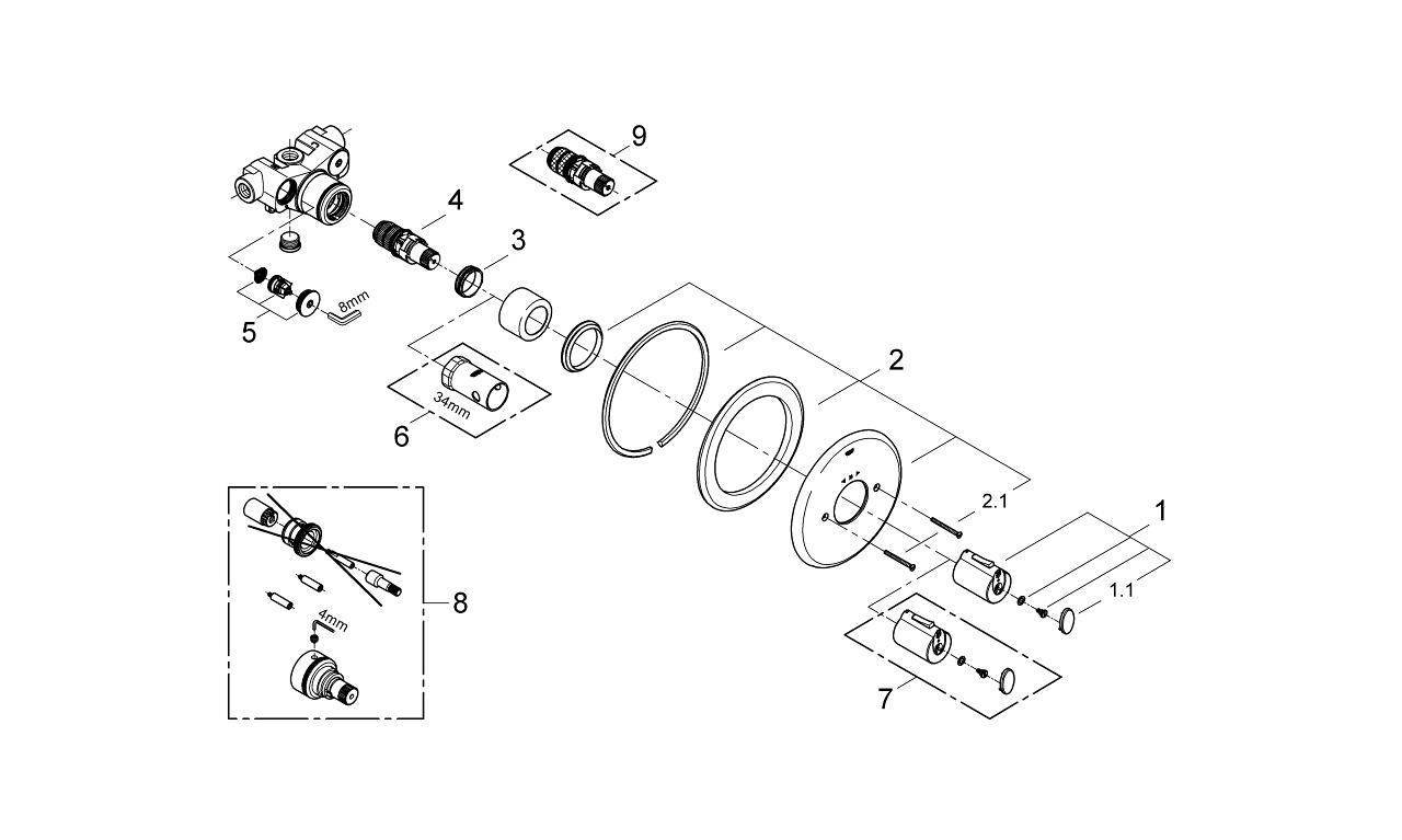 Grohtherm 1000 Central thermostatic mixer 1/2″ | GROHE