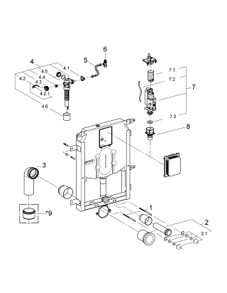 Uniset Element for WC with flushing cistern 80 mm | GROHE