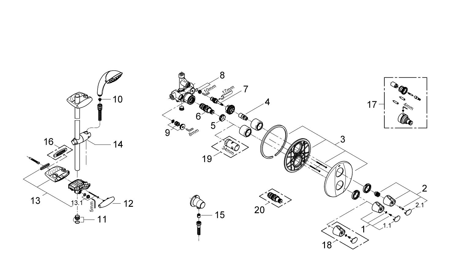 Grohmaster Grohtherm 3000 thermostat shower mixer 1/2″ | GROHE