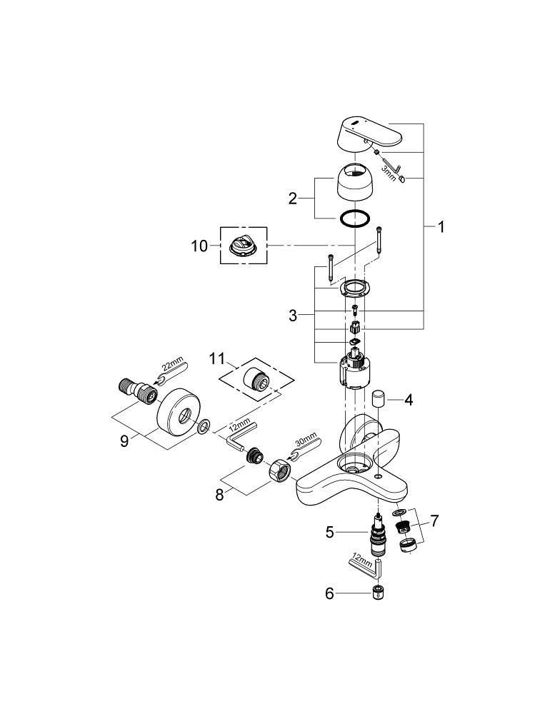 Eurosmart Cosmopolitan Single-lever bath mixer 1/2″ | GROHE