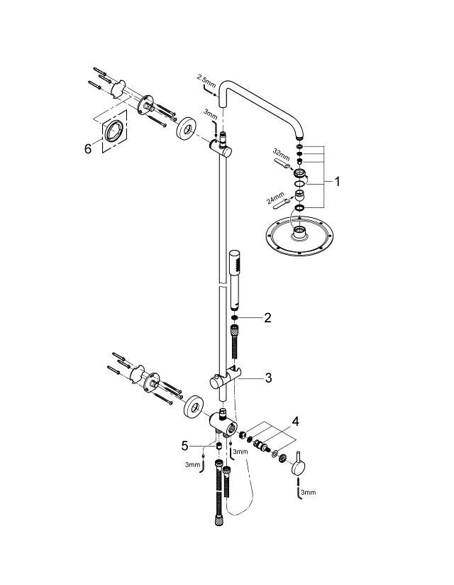 Rainshower System 210 Shower system with diverter for wall mounting ...