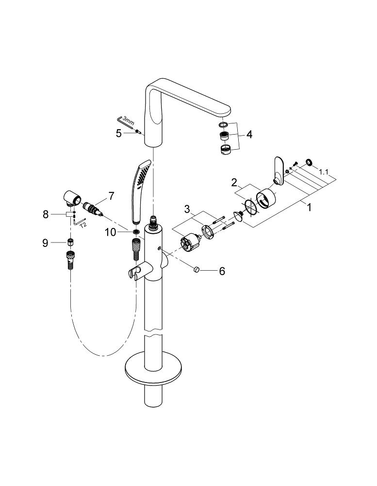 Veris Single-lever bath mixer 1/2″ floor mounted | GROHE Taiwan