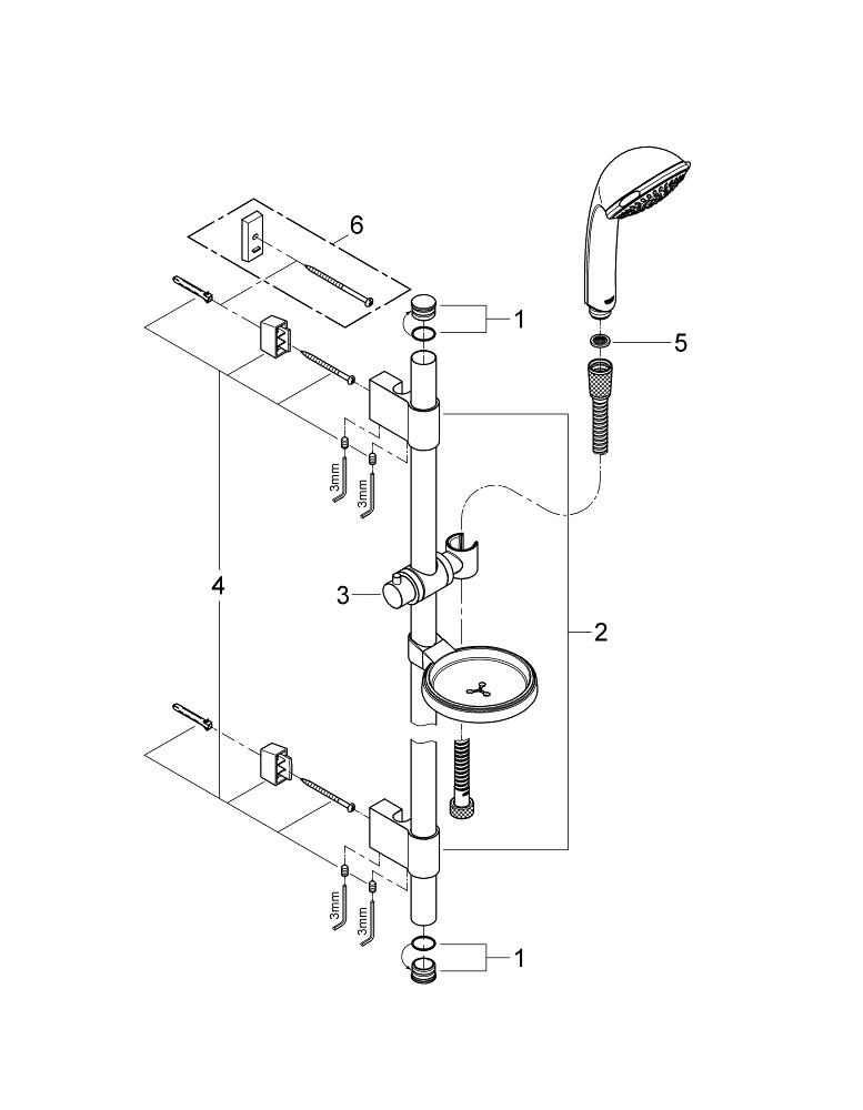 Relexa 100 Trio Shower Rail Set 3 sprays | GROHE Relexa 100 Trio Shower Rail Set 3 sprays | GROHE