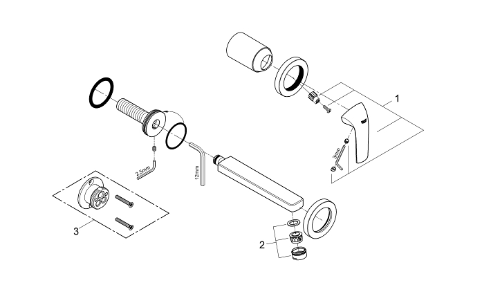 GROHE BauCurve Two-hole basin mixer | GROHE