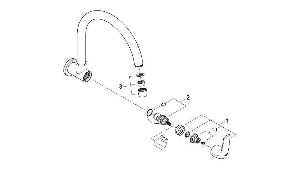 GROHE BauCurve Sink tap 1/2″ | GROHE
