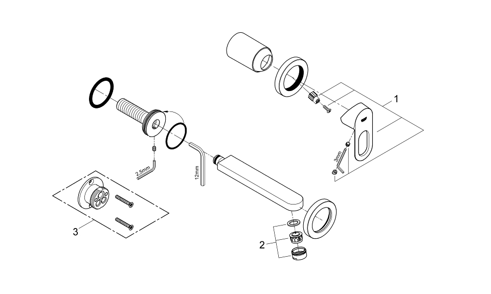 BauLoop خلاط حوض بفتحتين | GROHE