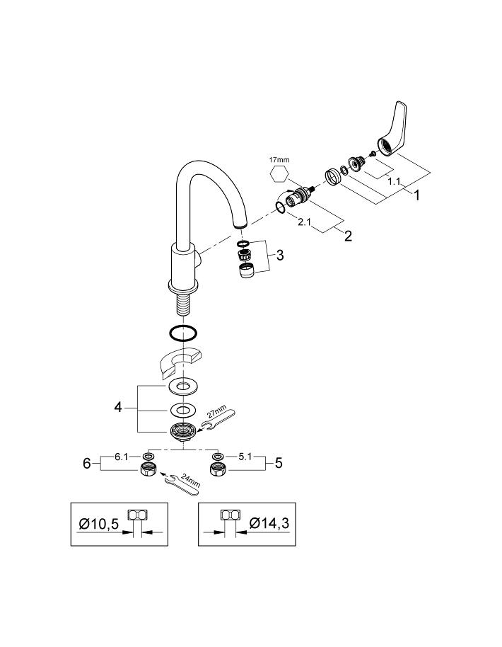 GROHE BauFlow Sink tap 1/2″ | GROHE