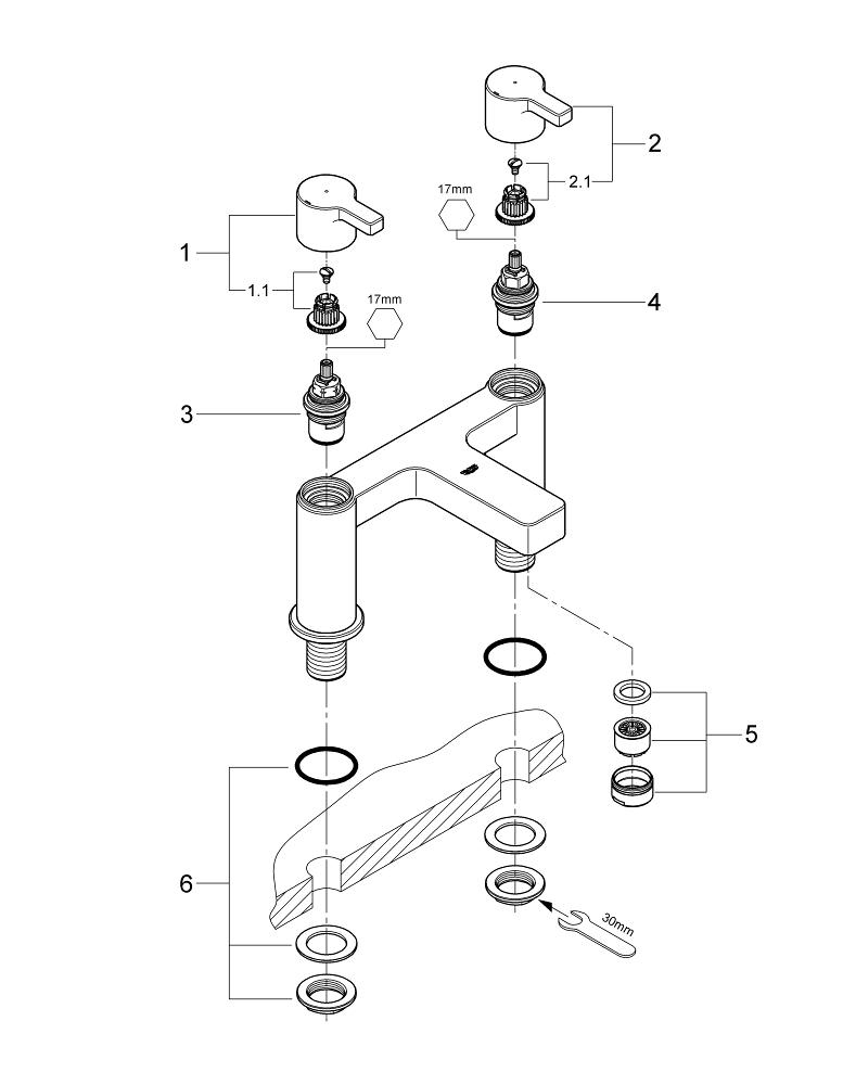Lineare Two-handle bath filler 1/2″ | GROHE