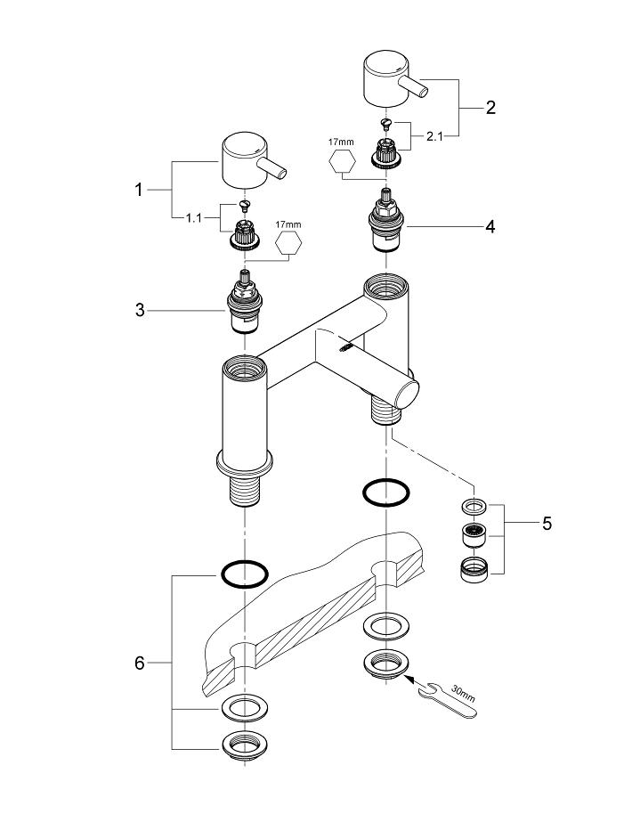 Concetto Two-handled Bath filler 1/2″ | GROHE