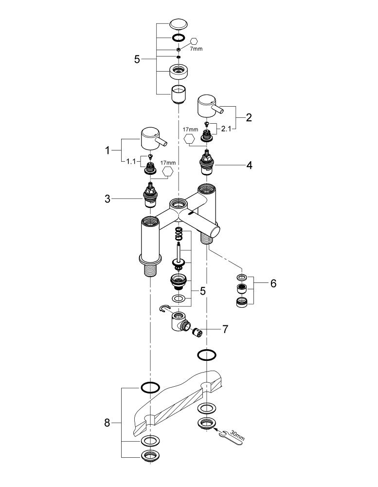 Concetto Two-handled bath/shower mixer ½″ | GROHE