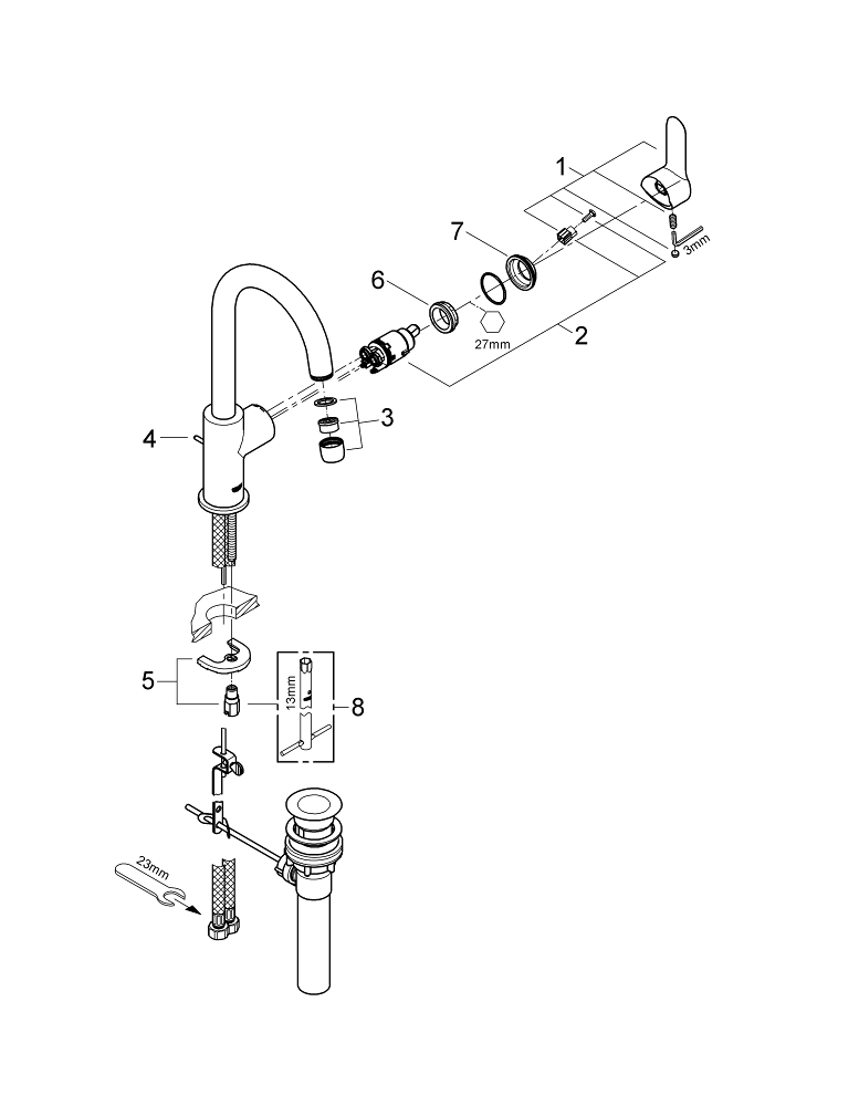 BauEdge Single-lever basin mixer 1/2″ L-Size | GROHE