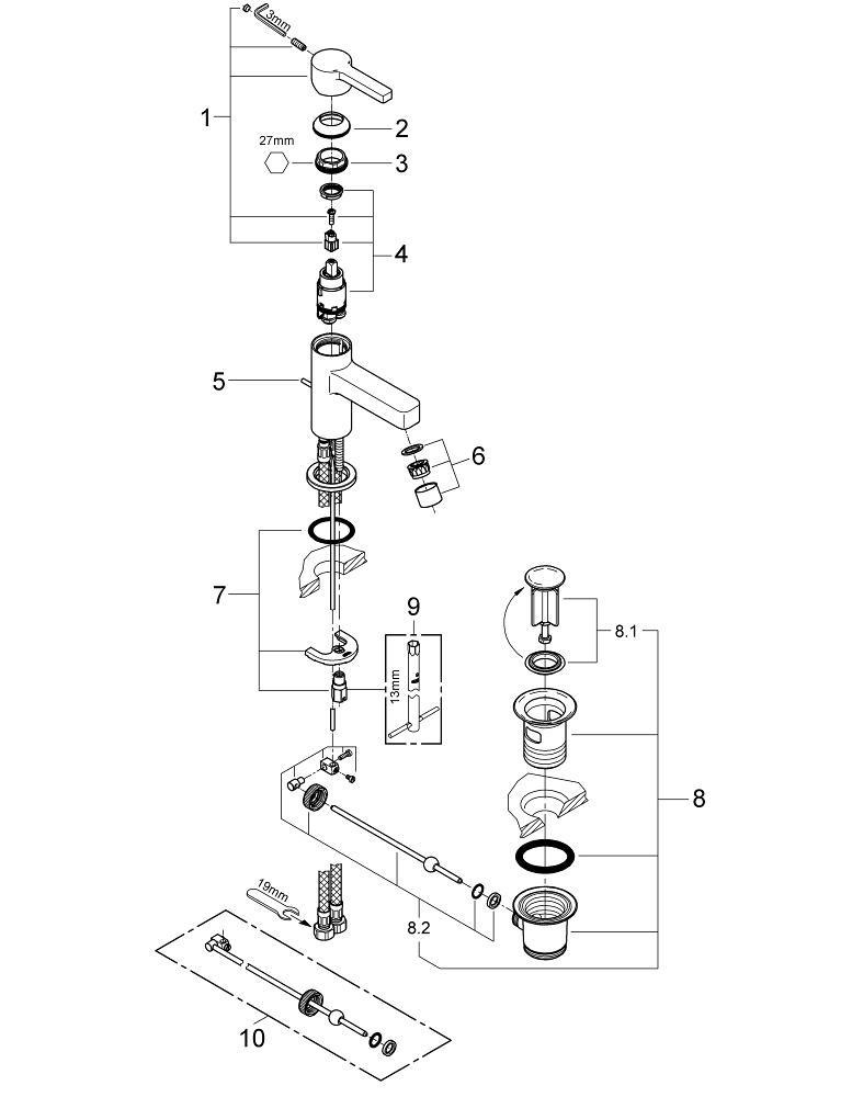 Lineare_ خلاط حوض بمقبض فردي بقياس 1/2 بوصة حجم XS | GROHE