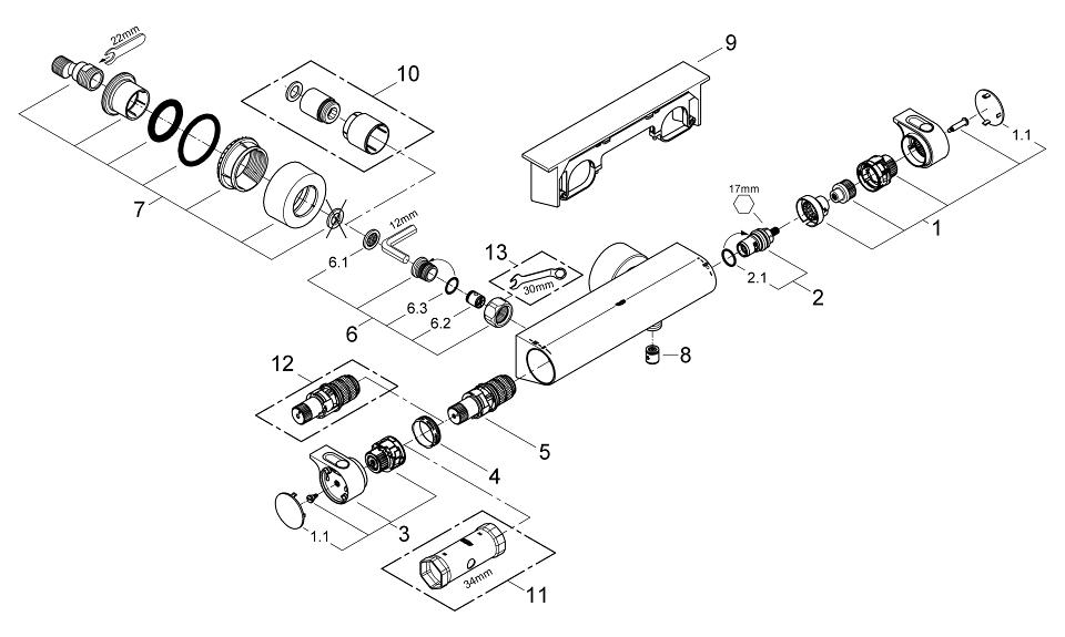 Vue Eclatee Mitigeur Thermostatique Grohe