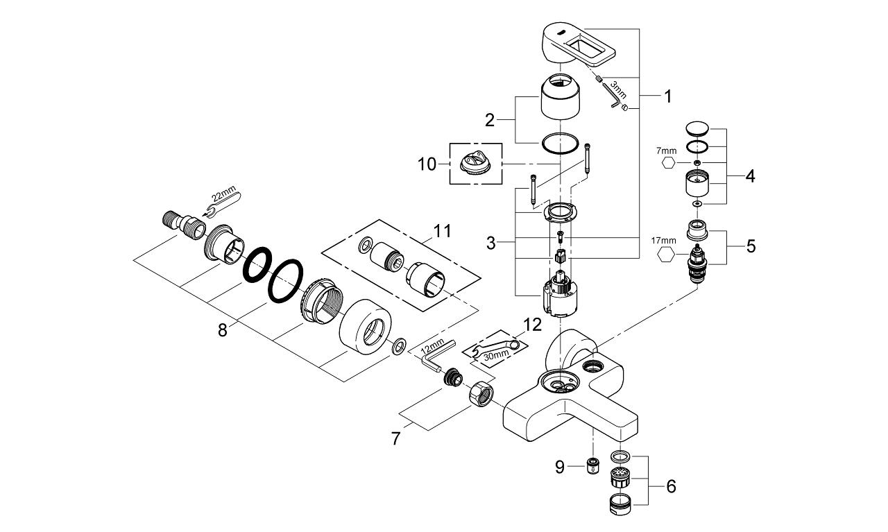 Quadra Single-lever bath/shower mixer 1/2″ | GROHE - Grohe AG Company Page