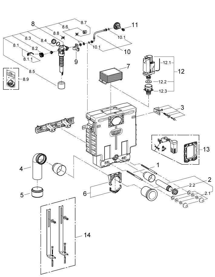 Uniset Stelaż podtynkowy do WC, wysokość instalacji 0,82 m | GROHE