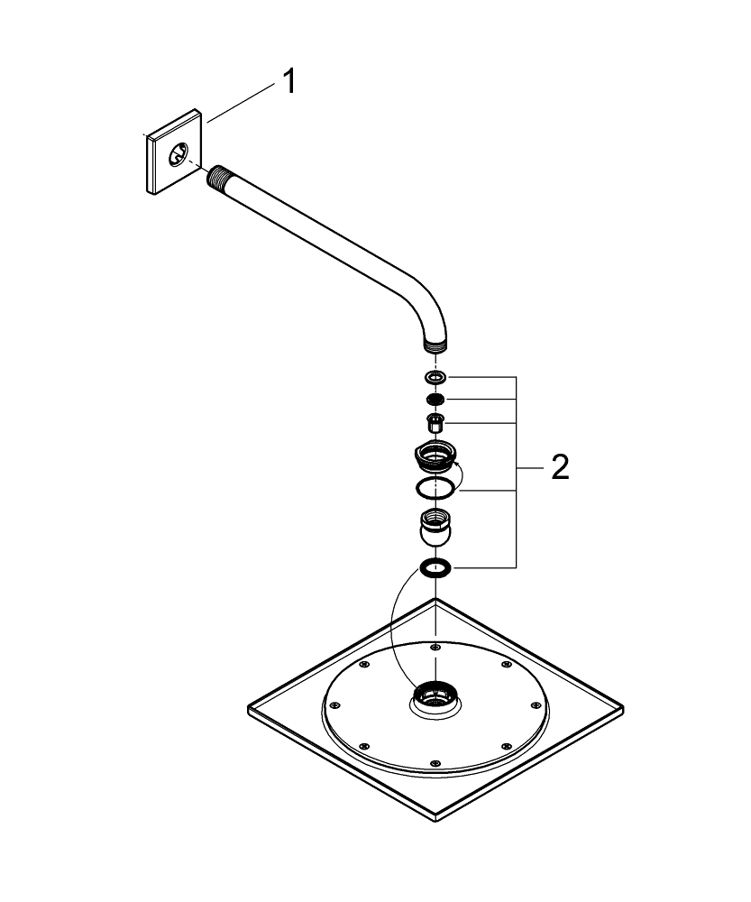 Rainshower F-Series 10″ 254 x 254 Head shower set 286 mm, 1 spray | GROHE