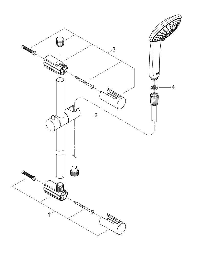 Vitalio Joy 110 Massage Doucheset 3 straalsoorten | GROHE