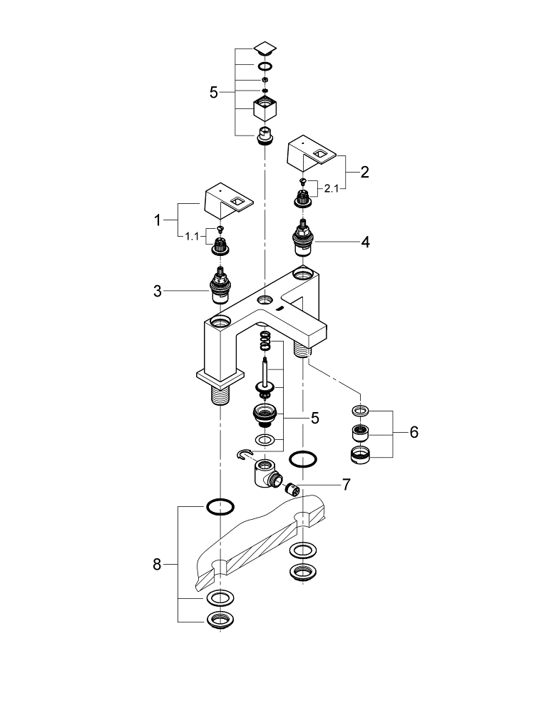 Eurocube Two-handled bath/shower mixer ½″ | GROHE