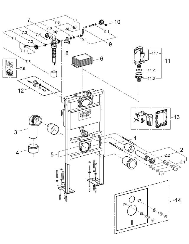 Rapid SL Módulo para WC, altura de instalación 0,82 m. | GROHE