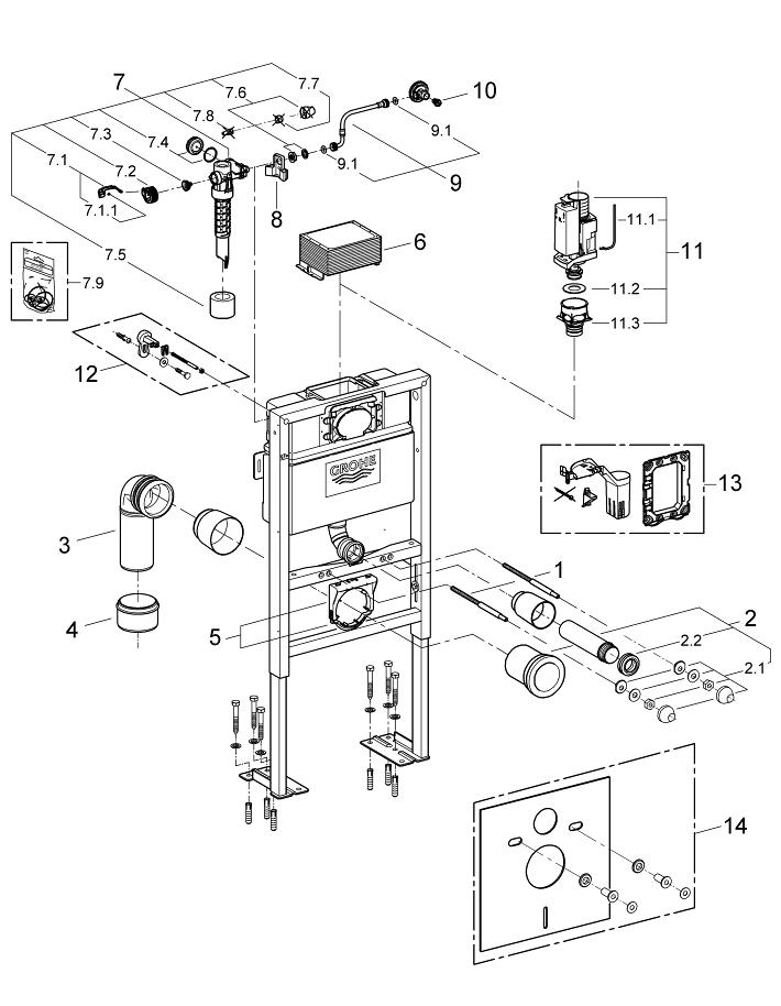 Rapid SL Módulo para WC, altura de instalación 0,82 m. | GROHE