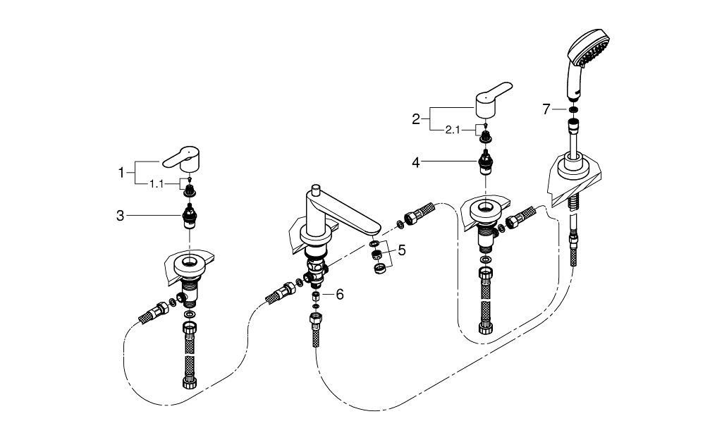 BauEdge Four-hole bath combination | GROHE