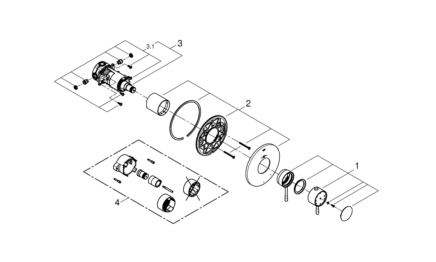 GrohFlex Essence Single function thermostatic trim with control module ...