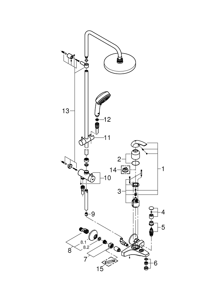 Tempesta Cosmopolitan System 200 Shower system with single lever bath ...