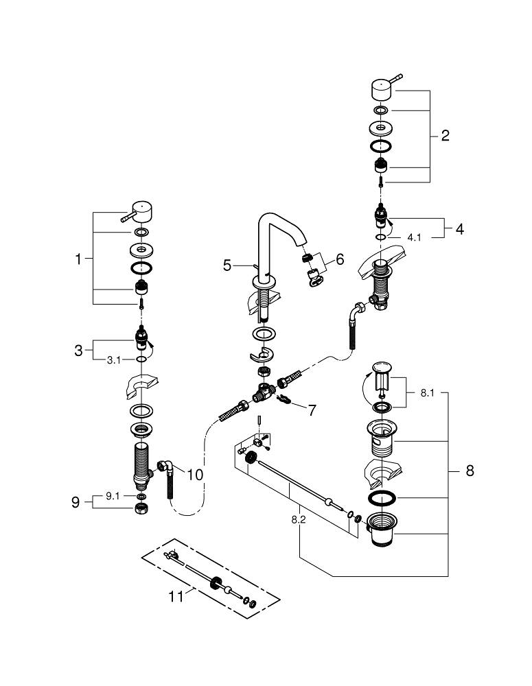 Essence Trzyotworowa bateria umywalkowa DN 15 Rozmiar M | GROHE