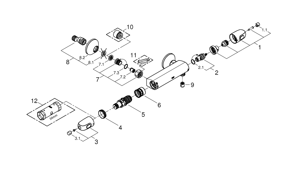 Grohtherm 1000 Thermostatic shower mixer 1/2″ | GROHE - Grohe AG ...