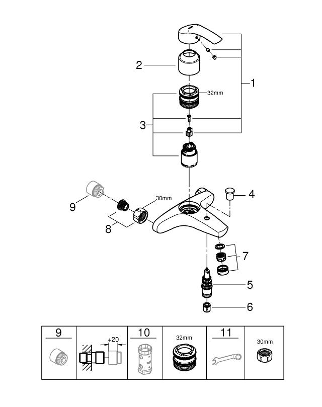 Eurosmart Single-lever bath mixer 1/2″ | GROHE