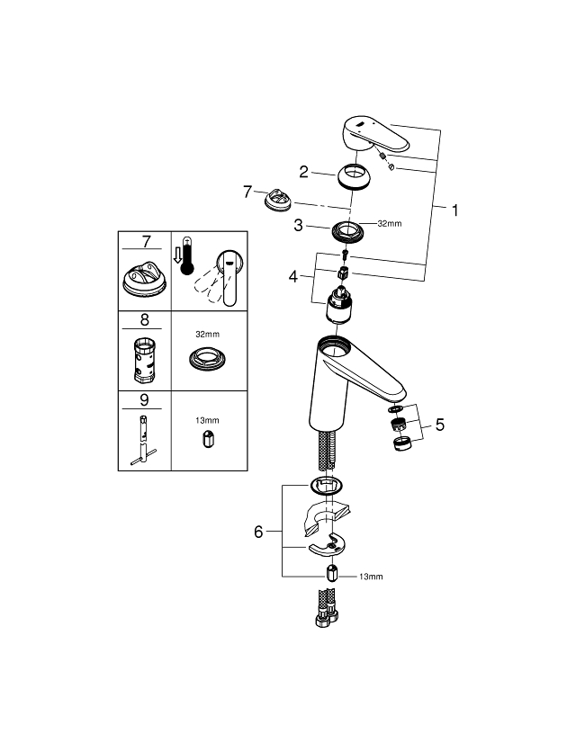 Eurodisc Cosmopolitan Single-lever basin mixer 1/2″ M-Size | GROHE