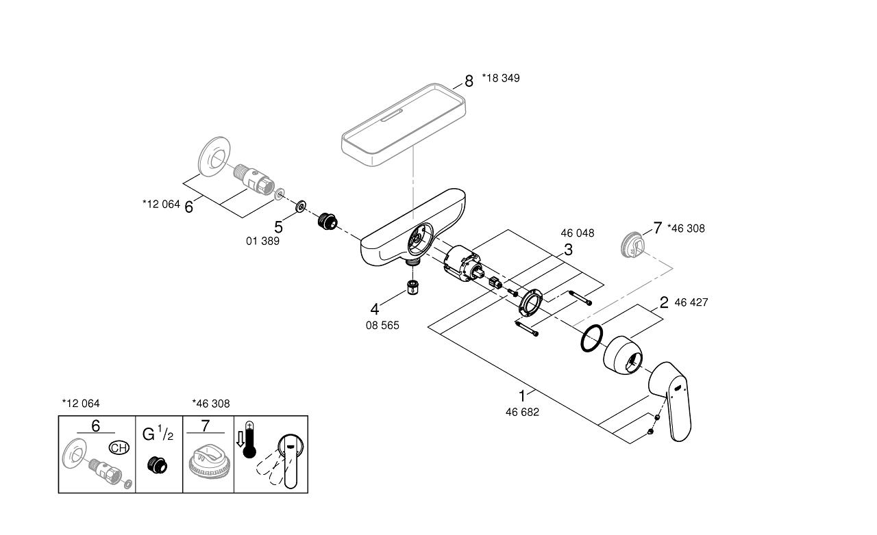 Eurosmart Cosmopolitan Jednoručna miješalica za tuš 1/2″ | GROHE