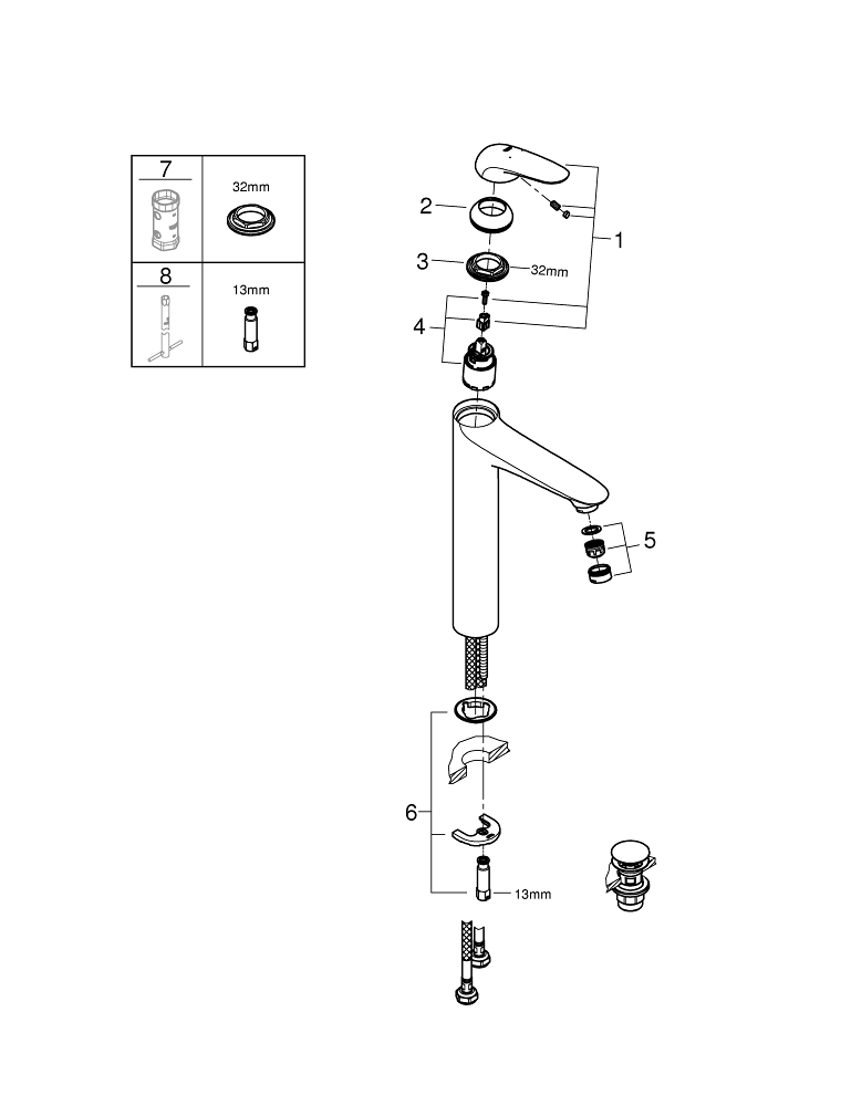 Wave Single-lever basin mixer 1/2″ XL-Size | GROHE 官方網站