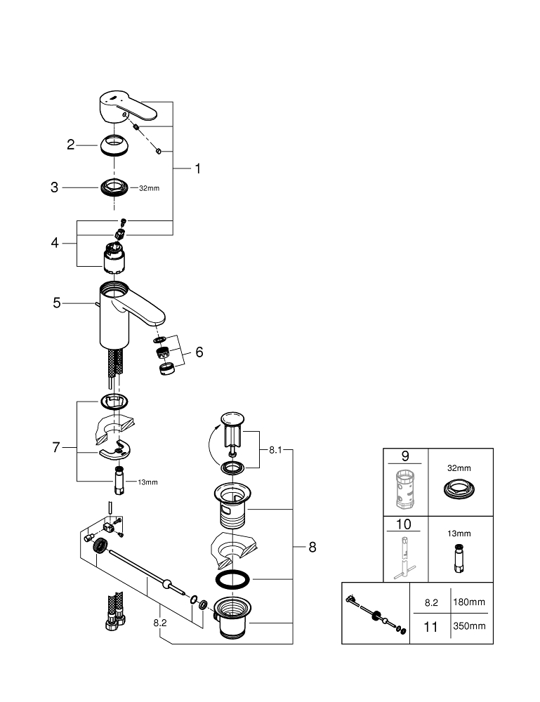 Eurostyle Cosmopolitan Single-lever basin mixer 1/2″ S-Size | GROHE