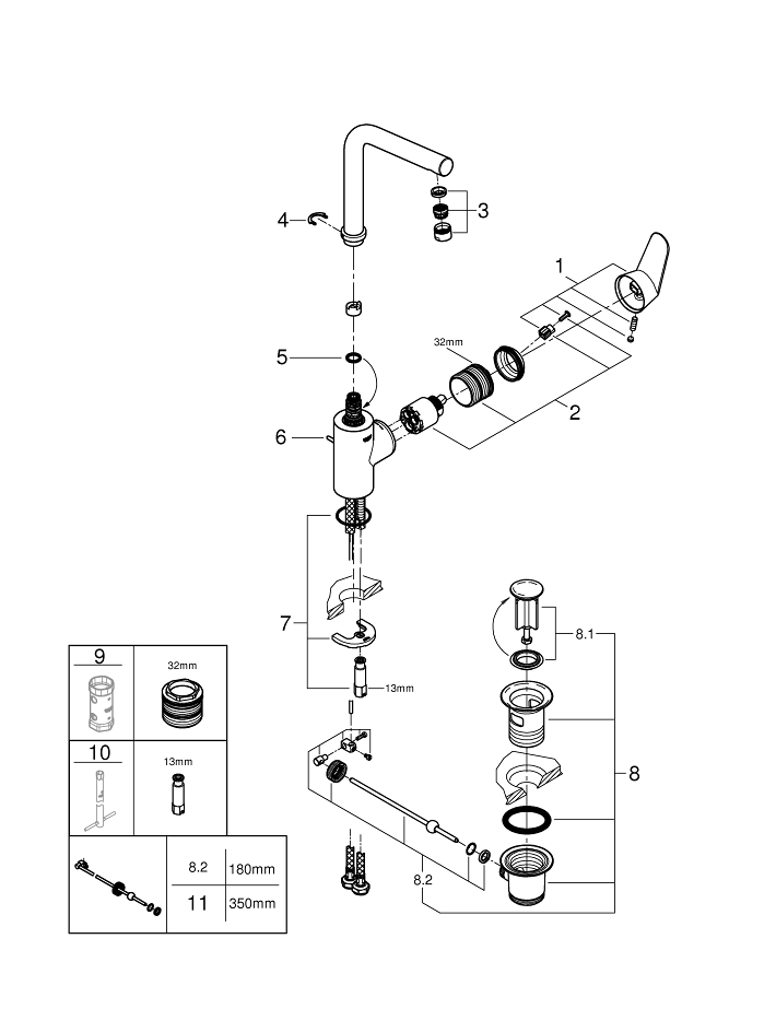 Eurodisc Cosmopolitan Single-lever basin mixer 1/2″ L-Size | GROHE