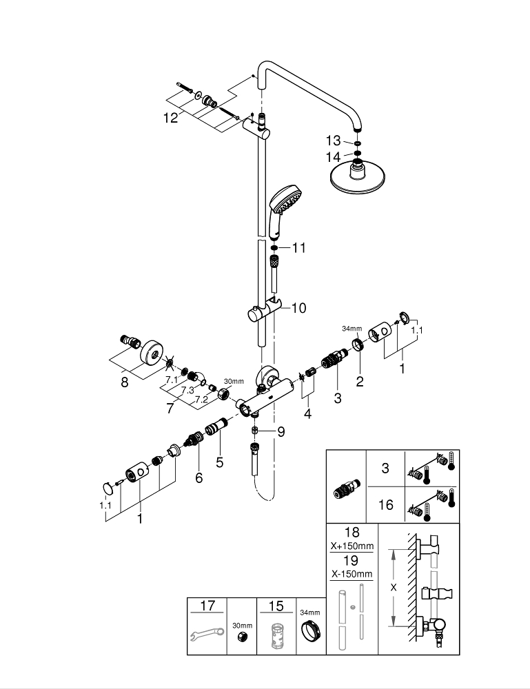 Tempesta Cosmopolitan System 160 Duschsystem mit Thermostatbatterie für die Wandmontage | GROHE
